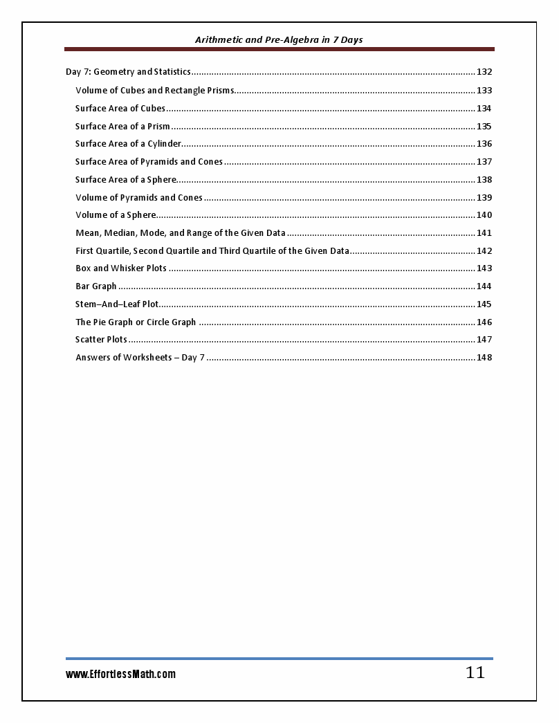 Arithmetic and Pre-Algebra in 7 Days: Step-By-Step Guide to Preparing ...
