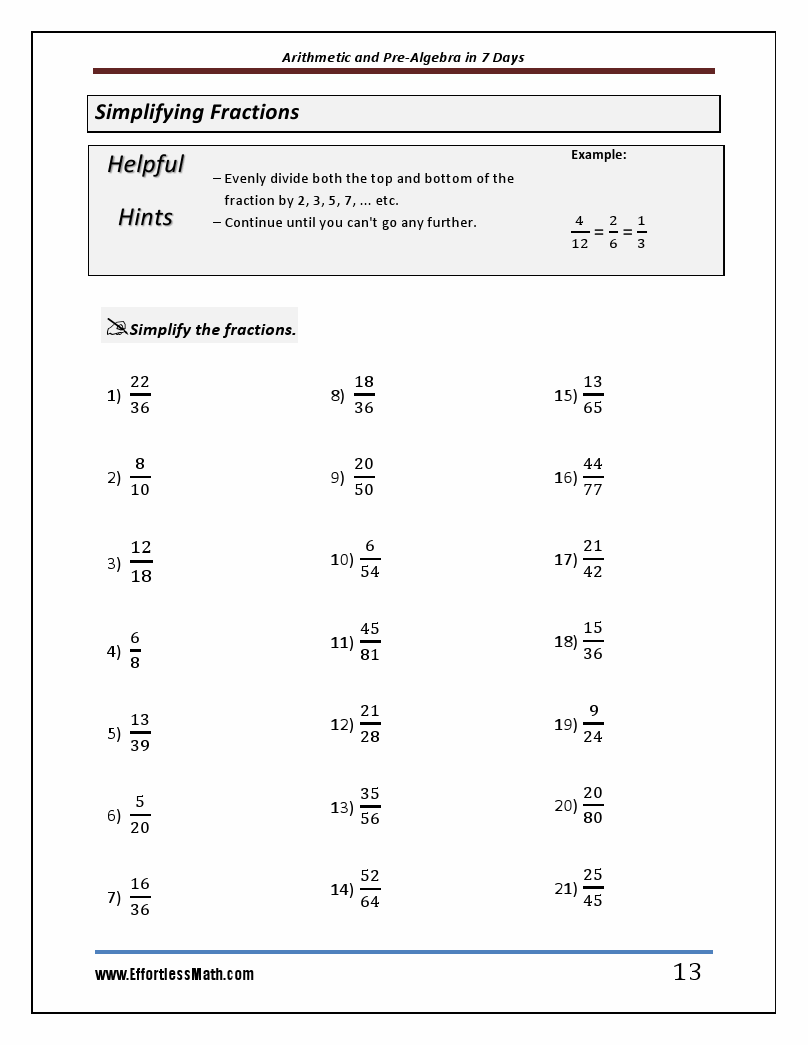 Arithmetic and Pre-Algebra in 7 Days: Step-By-Step Guide to Preparing ...