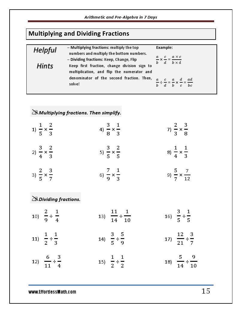 Arithmetic and Pre-Algebra in 7 Days: Step-By-Step Guide to Preparing ...