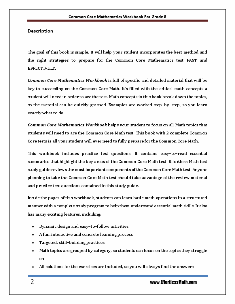 Common Core Mathematics Workbook For Grade 8: Step-By-Step Guide to ...