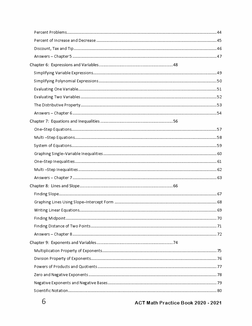 Comprehensive ACT Math Practice Book 2020 – 2021: Complete Coverage of all ACT Math Concepts + 2 ...