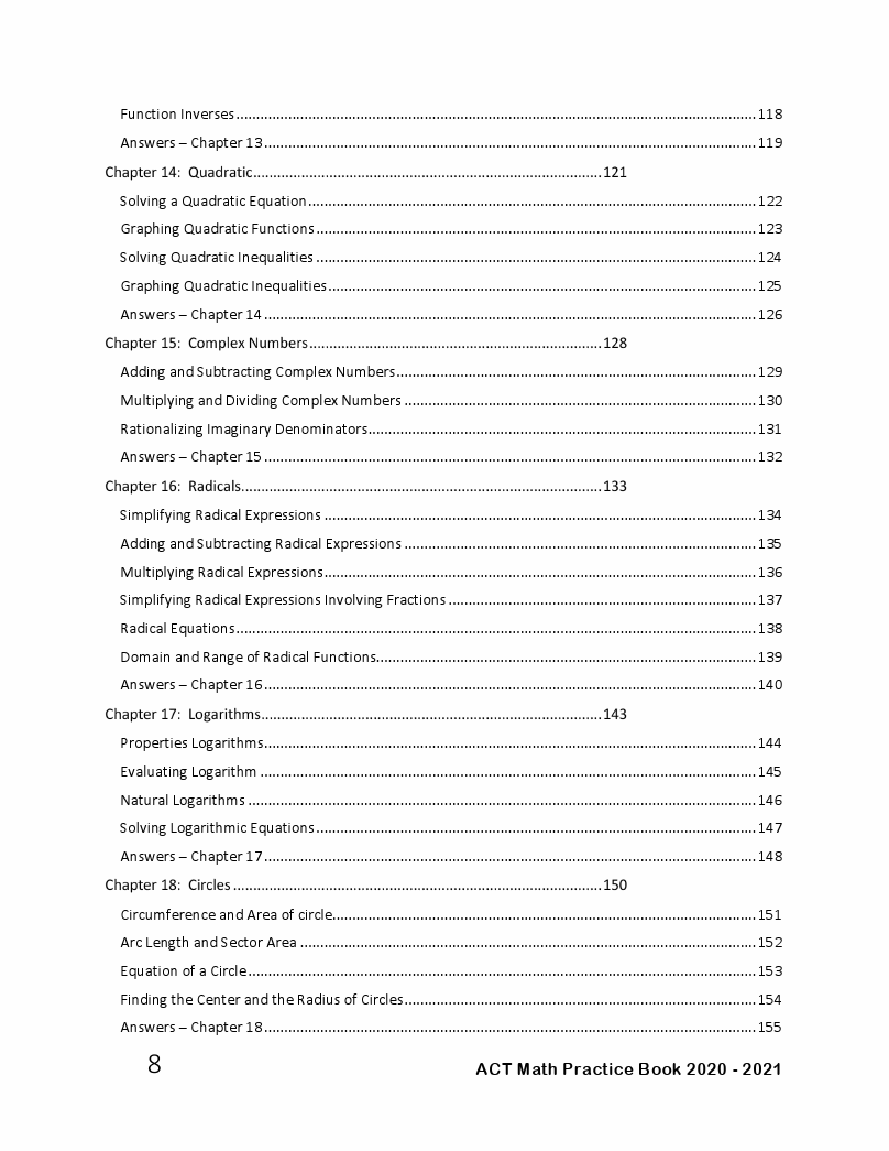 Comprehensive ACT Math Practice Book 2020 – 2021: Complete Coverage of all ACT Math Concepts + 2 ...
