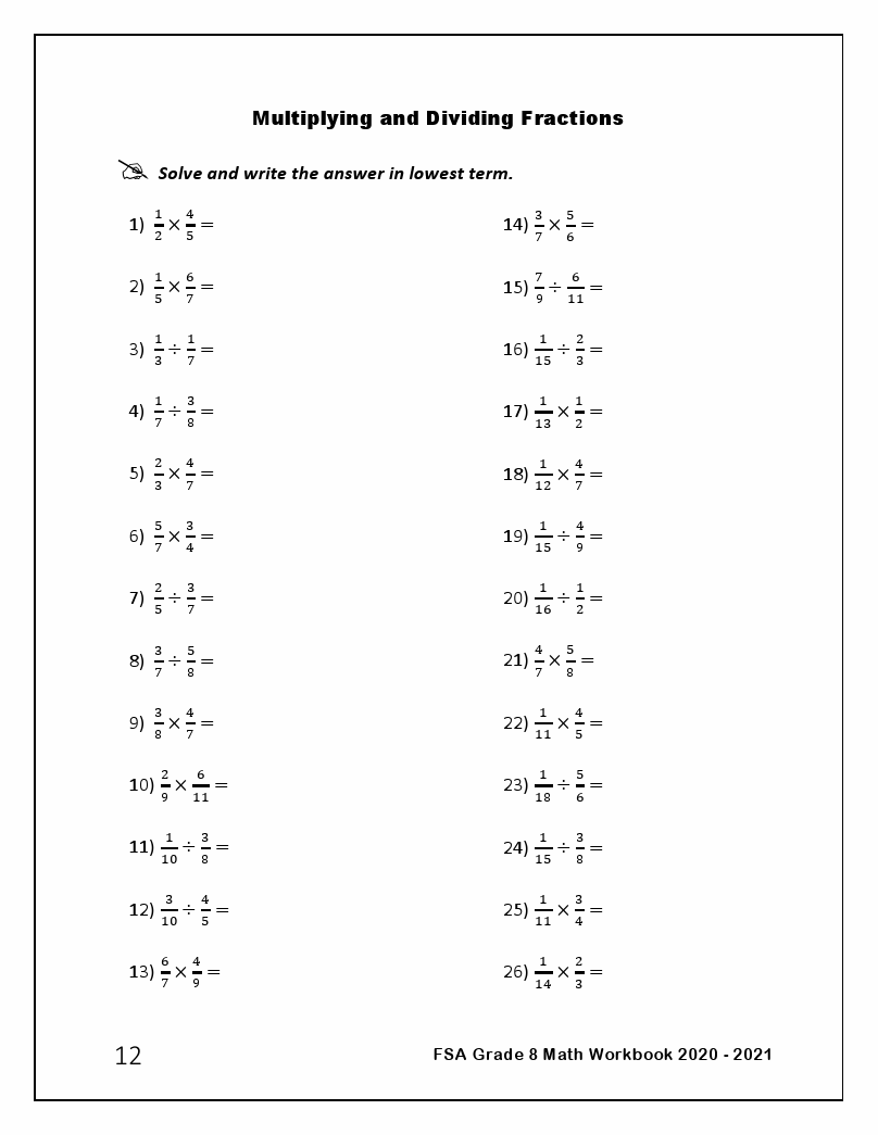 Comprehensive FSA Grade 8 Math Practice Book 2020 – 2021: Complete ...