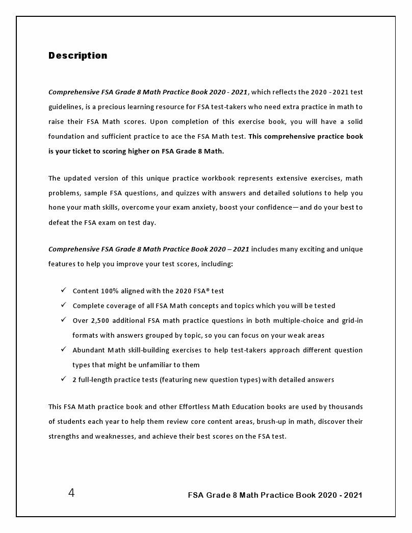 Comprehensive FSA Grade 8 Math Practice Book 2020 – 2021: Complete ...