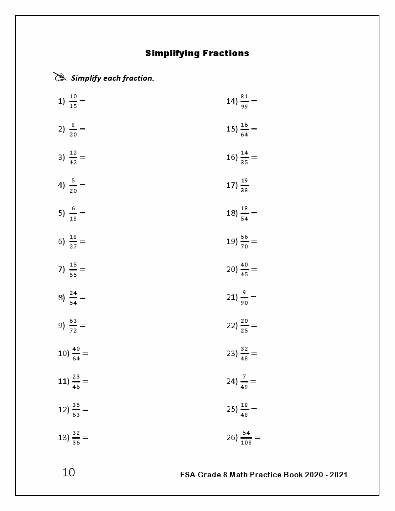 Comprehensive FSA Grade 8 Math Practice Book 2020 – 2021: Complete ...