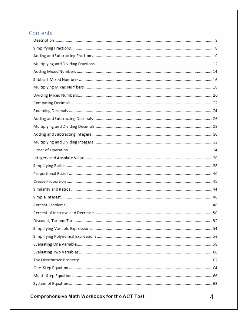 Comprehensive Math Workbook for the ACT Test: Student Workbook and 2 ...