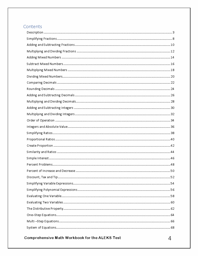Comprehensive Math Workbook for the ALEKS Test: Student Workbook and 2 ...