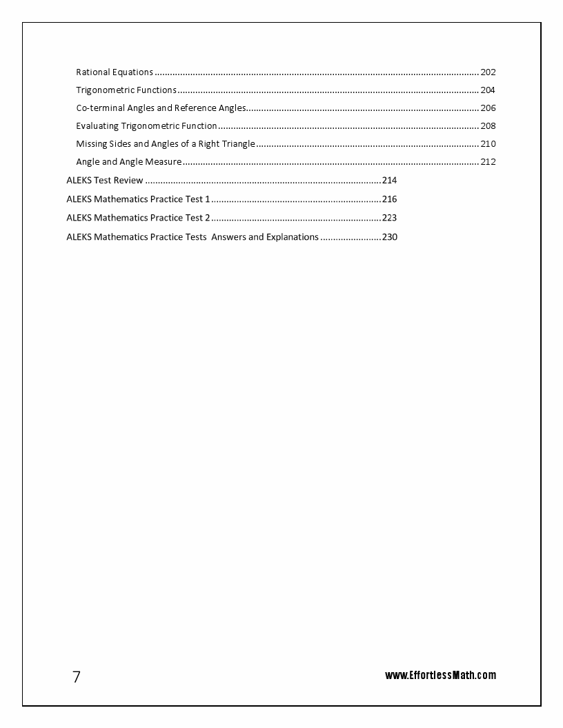 Comprehensive Math Workbook for the ALEKS Test: Student Workbook and 2 ...