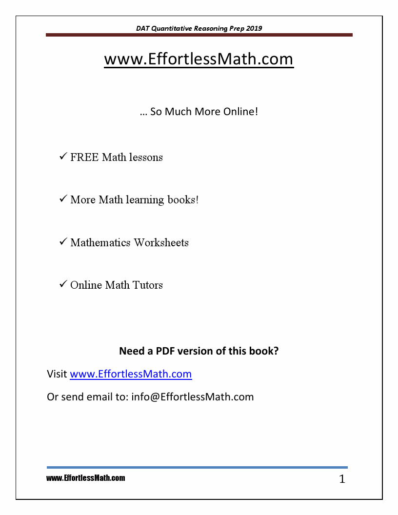 DAT Quantitative Reasoning Prep 2019: A Comprehensive Review and ...