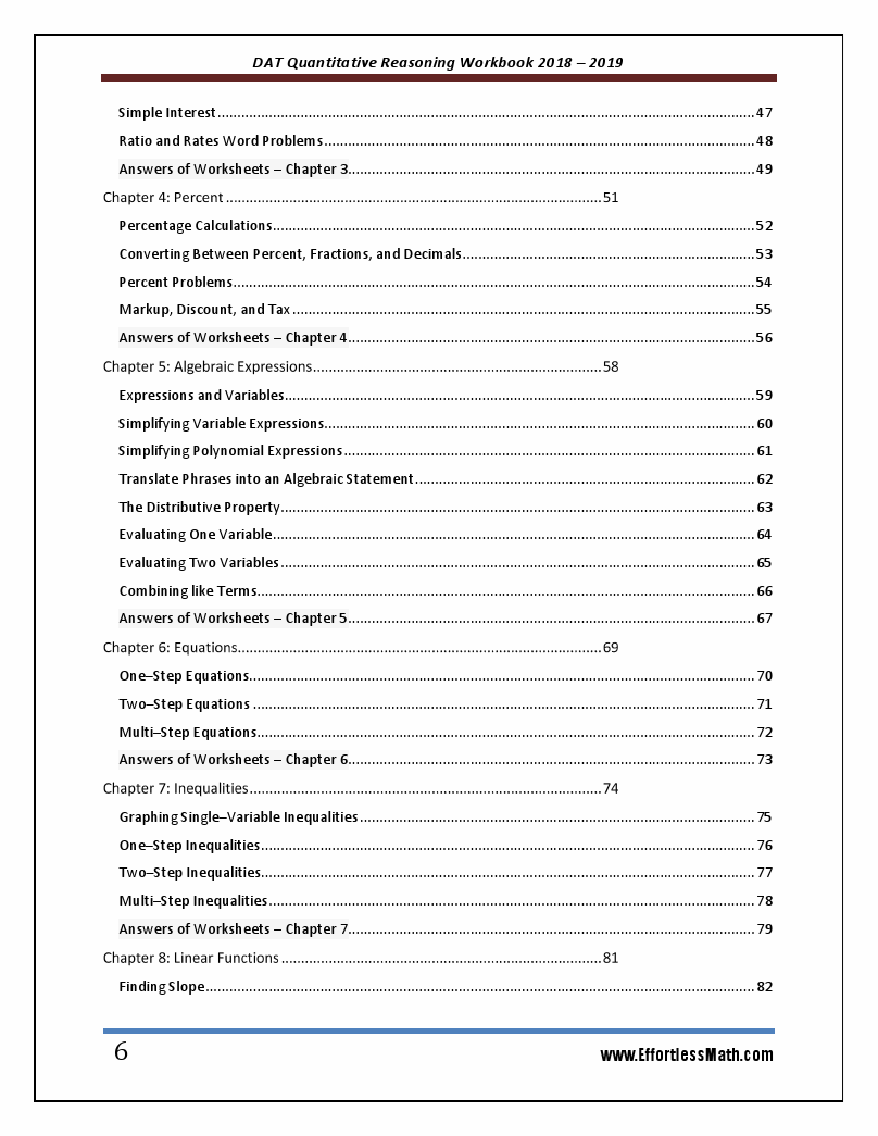 DAT Quantitative Reasoning Workbook 2018 – 2019: A Comprehensive Review ...