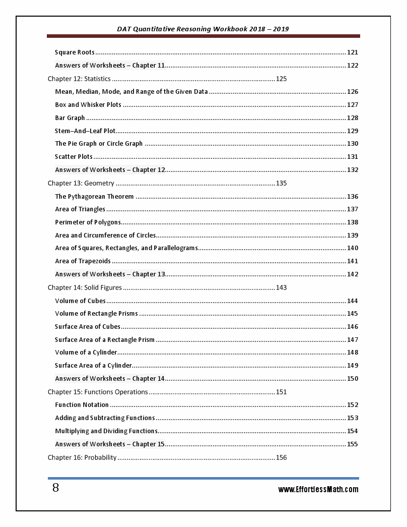 DAT Quantitative Reasoning Workbook 2018 – 2019: A Comprehensive Review ...