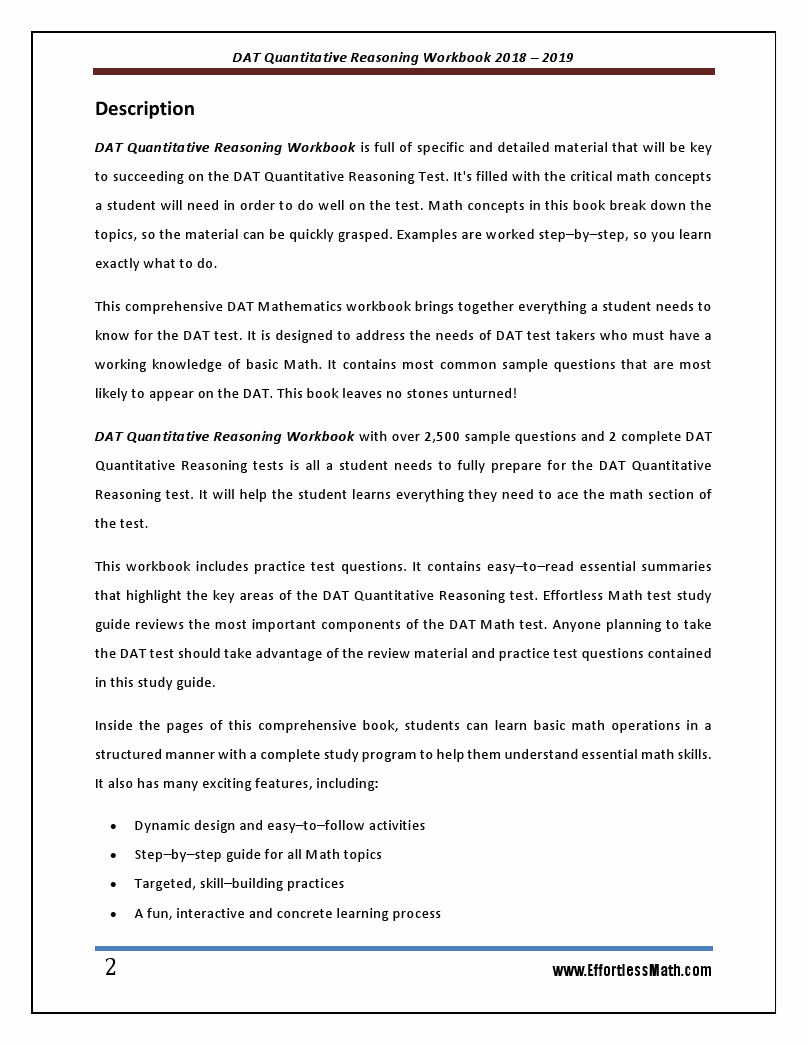 DAT Quantitative Reasoning Workbook 2018 – 2019: A Comprehensive Review ...