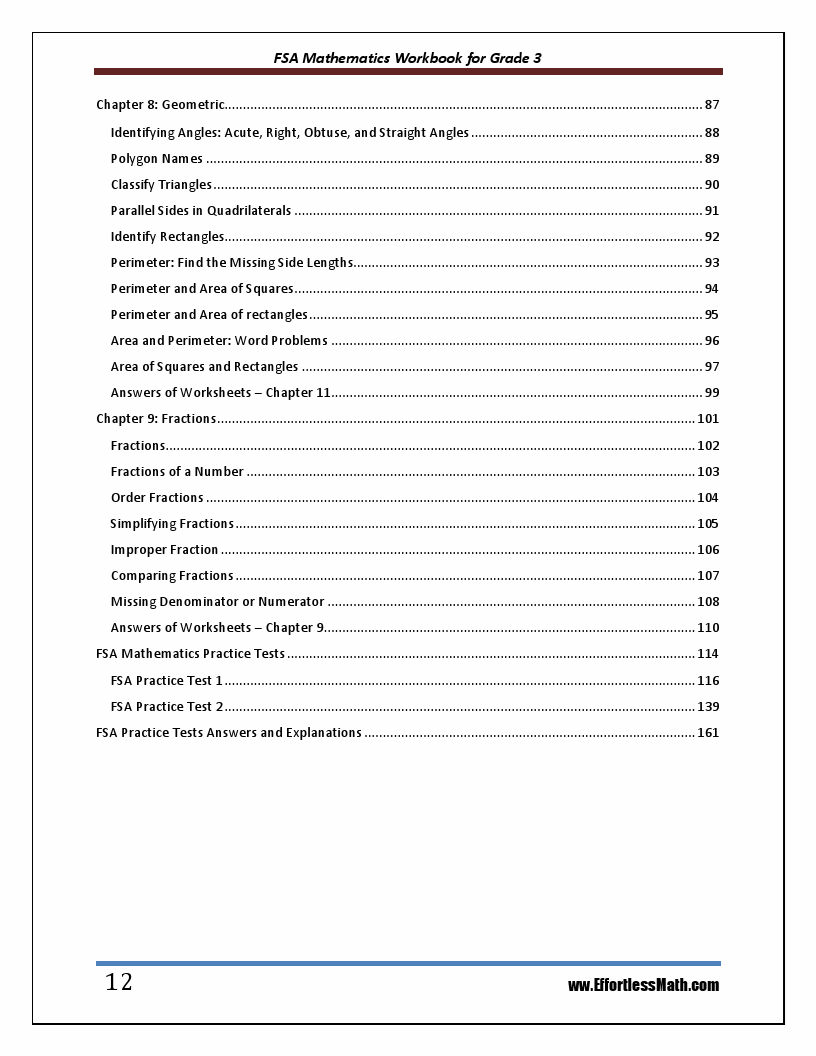 FSA Mathematics Workbook For Grade 3: Step-By-Step Guide to Preparing ...