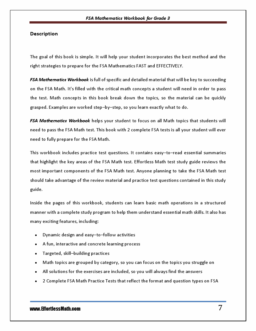 FSA Mathematics Workbook For Grade 3: Step-By-Step Guide to Preparing ...