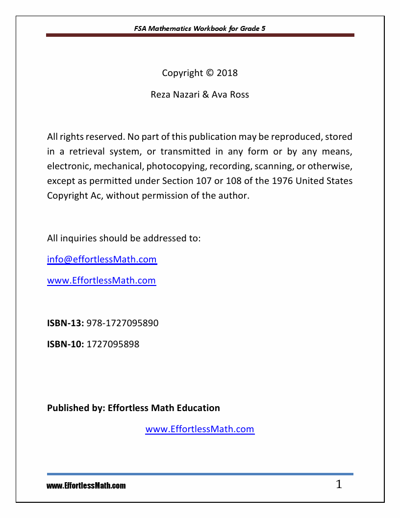 FSA Mathematics Workbook For Grade 5: Step-By-Step Guide to Preparing ...