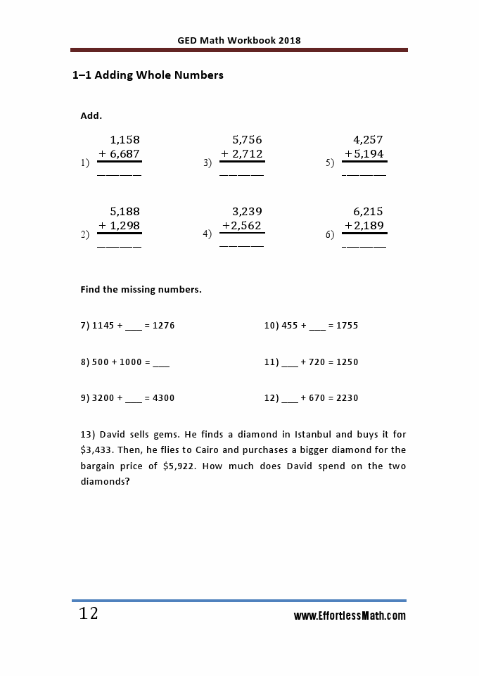 GED Math Workbook 2018: The Most Comprehensive Review for the Math ...