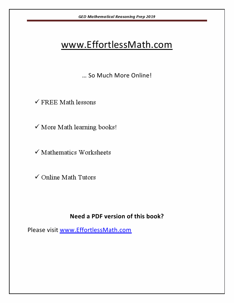 GED Mathematical Reasoning Prep 2019: A Comprehensive Review and ...