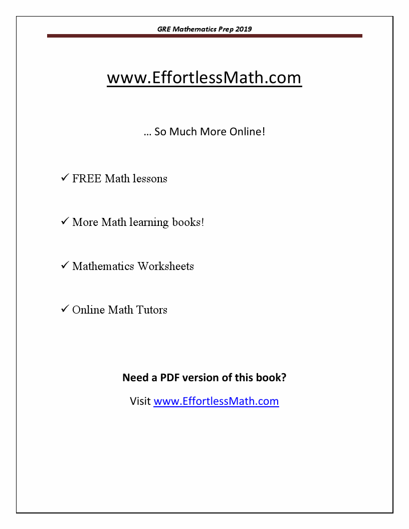 GRE Mathematics Prep 2019: A Comprehensive Review and Ultimate Guide to ... GRE Mathematics Prep 2019: A Comprehensive Review and Ultimate Guide to ...