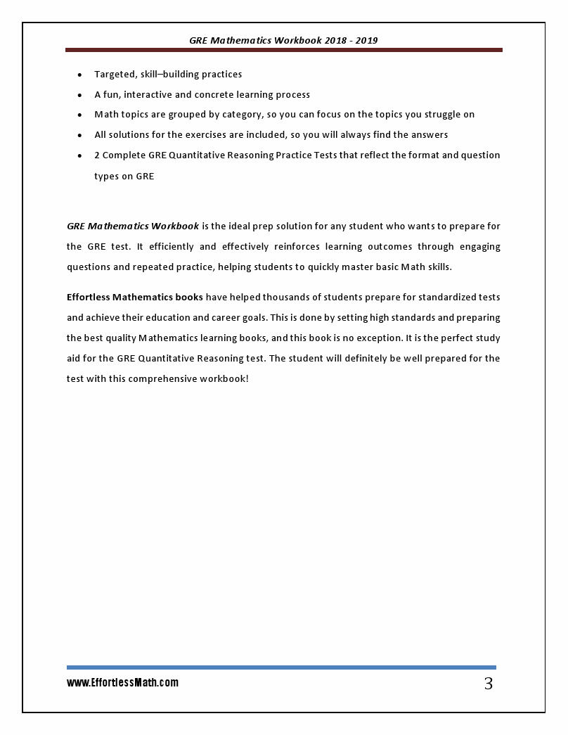 Gre Mathematics Workbook 2018 2019 A Comprehensive Review And Step By Step Guide To Preparing