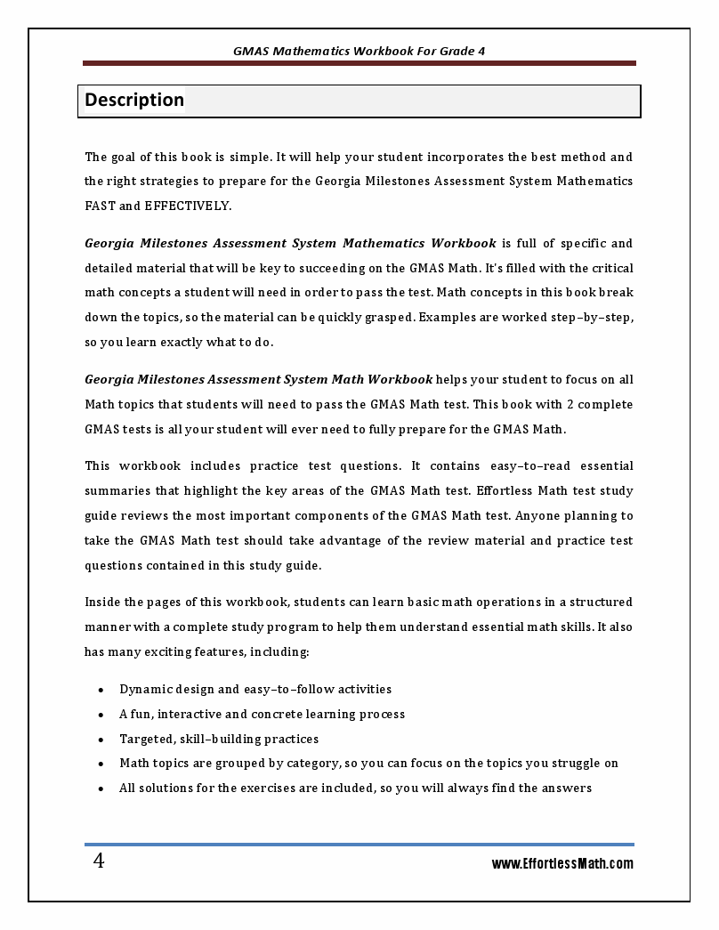 Georgia Milestones Mathematics Workbook For Grade 4: Step-By-Step Guide ...