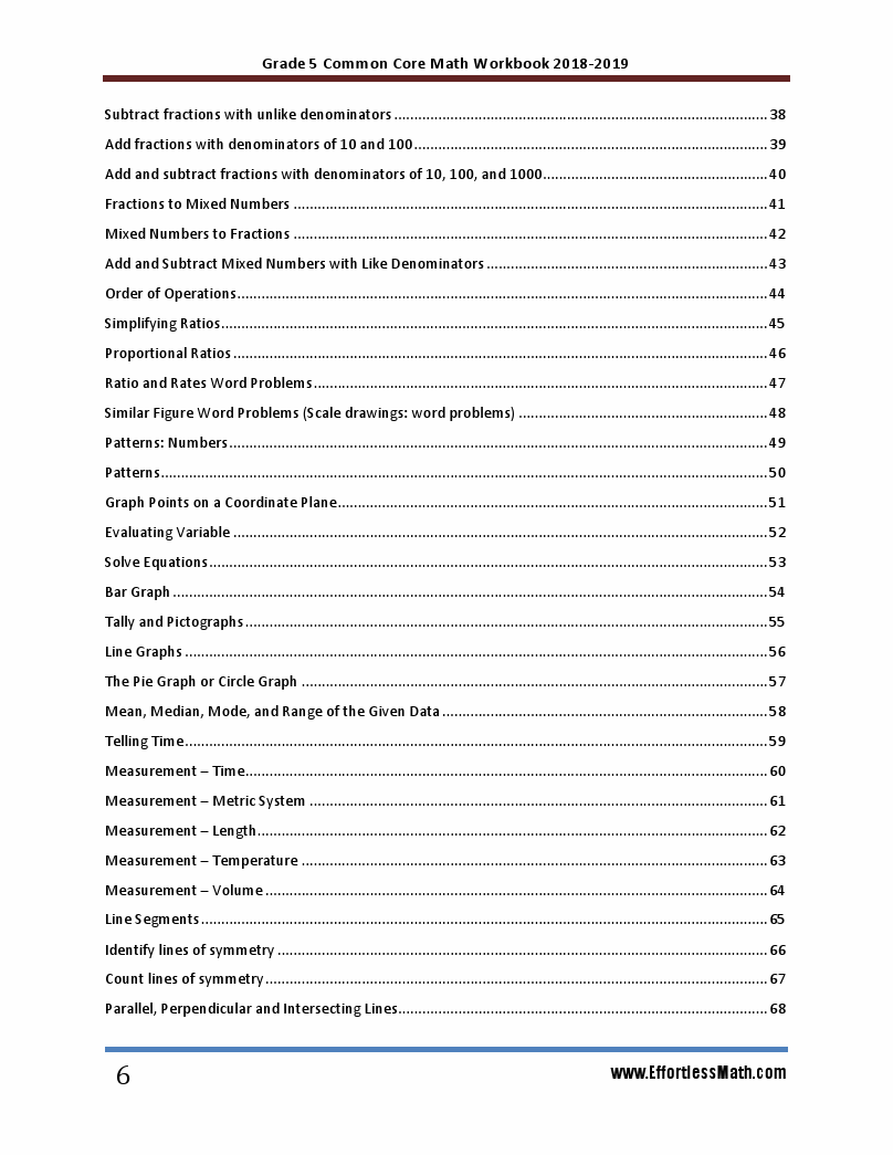 Grade 5 Common Core Mathematics Workbook 2018-2019: A Comprehensive ...