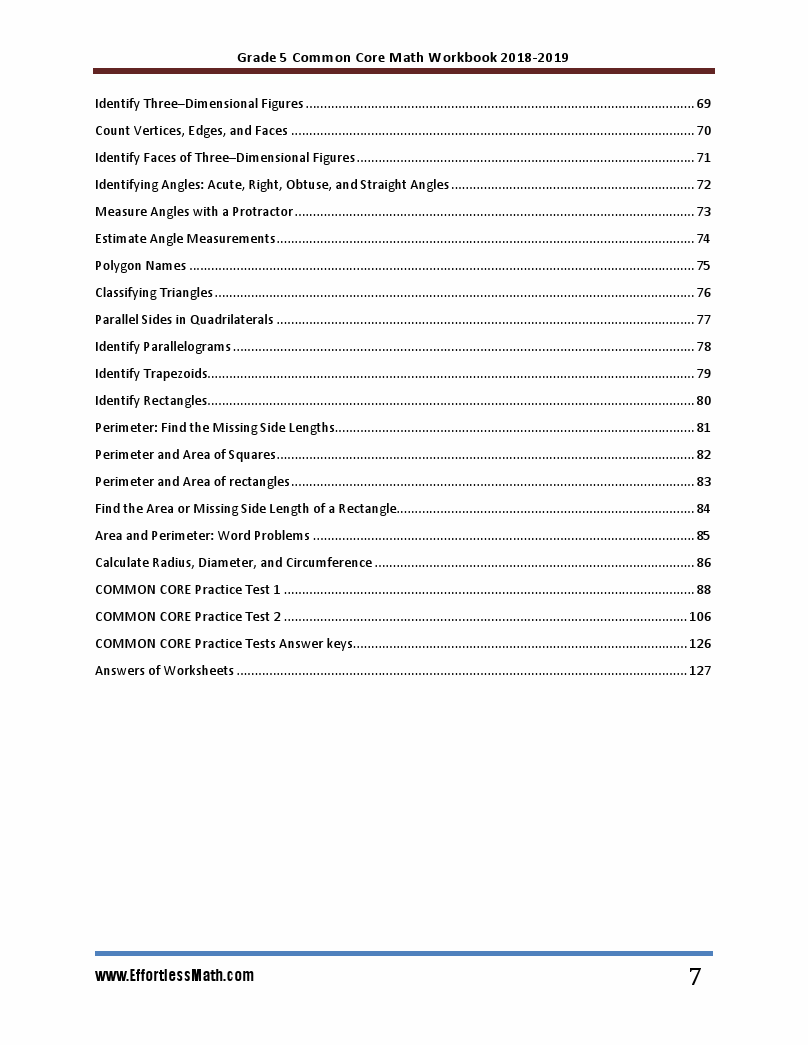 Grade 5 Common Core Mathematics Workbook 2018-2019: A Comprehensive ...