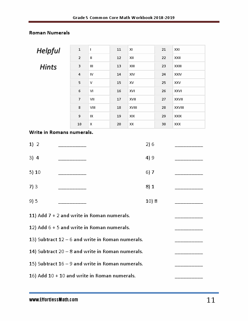 Grade 5 Common Core Mathematics Workbook 2018-2019: A Comprehensive ...