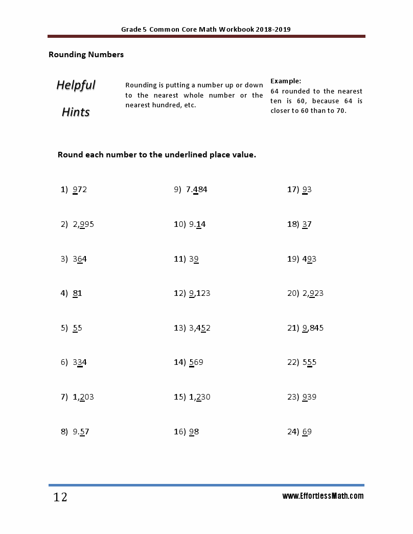 Grade 5 Common Core Mathematics Workbook 2018-2019: A Comprehensive ...