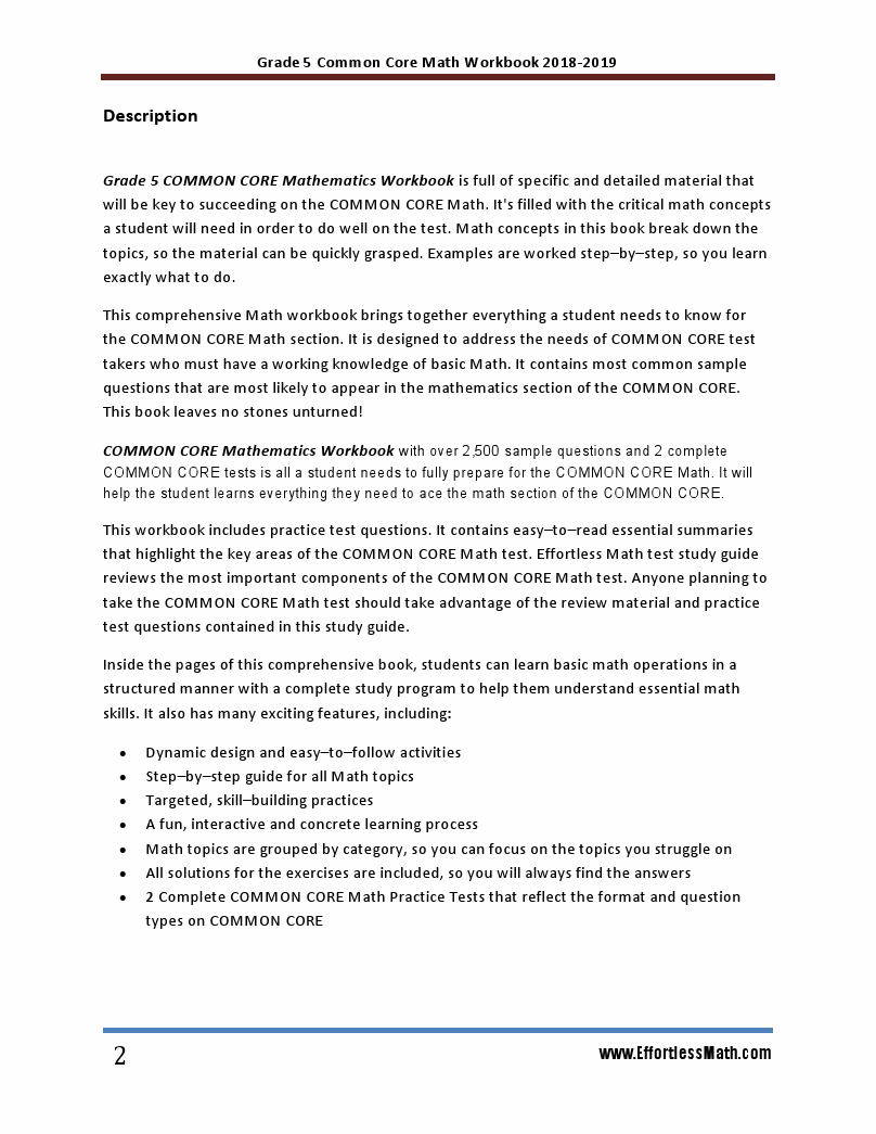 Grade 5 Common Core Mathematics Workbook 2018-2019: A Comprehensive ...