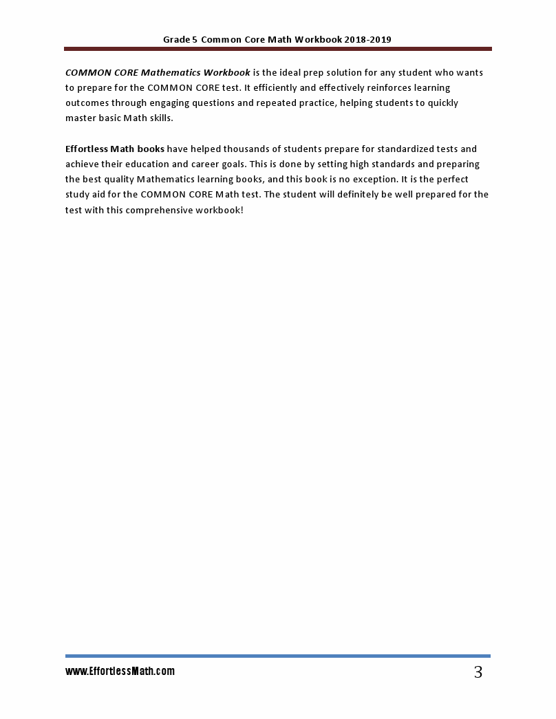 Grade 5 Common Core Mathematics Workbook 2018-2019: A Comprehensive ...