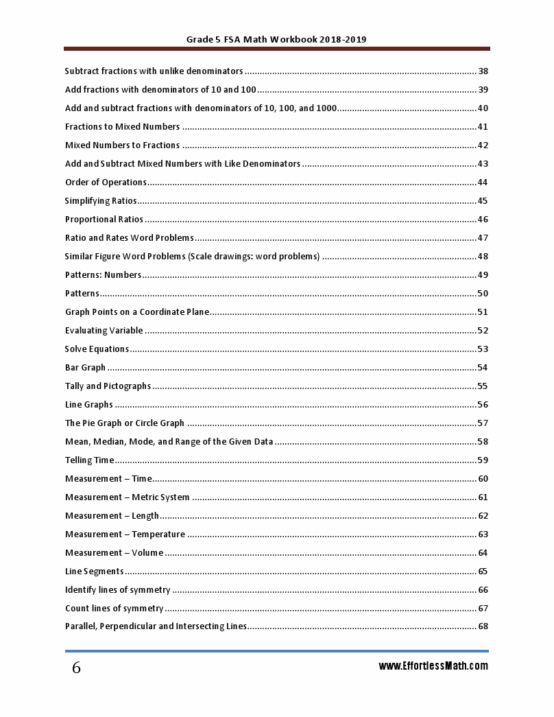 Grade 5 FSA Mathematics Workbook 2018 - 2019: A Comprehensive Review ...