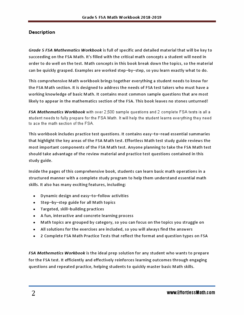 Grade 5 FSA Mathematics Workbook 2018 - 2019: A Comprehensive Review ...
