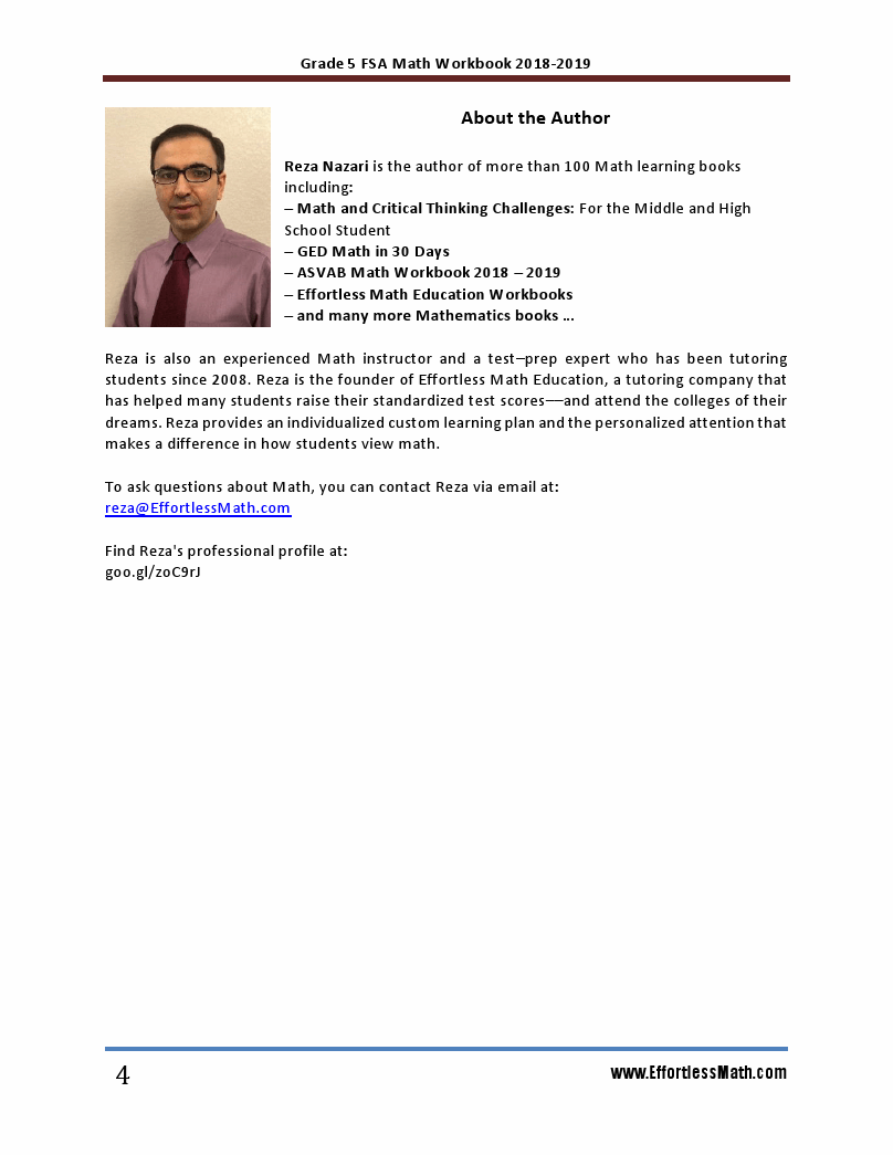 Grade 5 FSA Mathematics Workbook 2018 - 2019: A Comprehensive Review ...