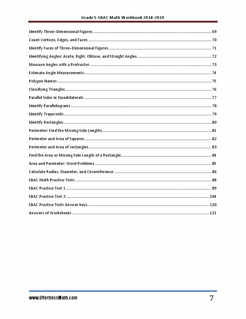 Grade 5 SBAC Mathematics Workbook 2018 - 2019: A Comprehensive Review ...