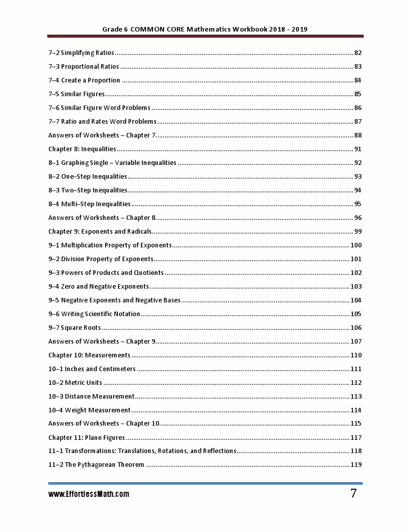 Grade 6 Common Core Mathematics Workbook 2018-2019: A Comprehensive ...