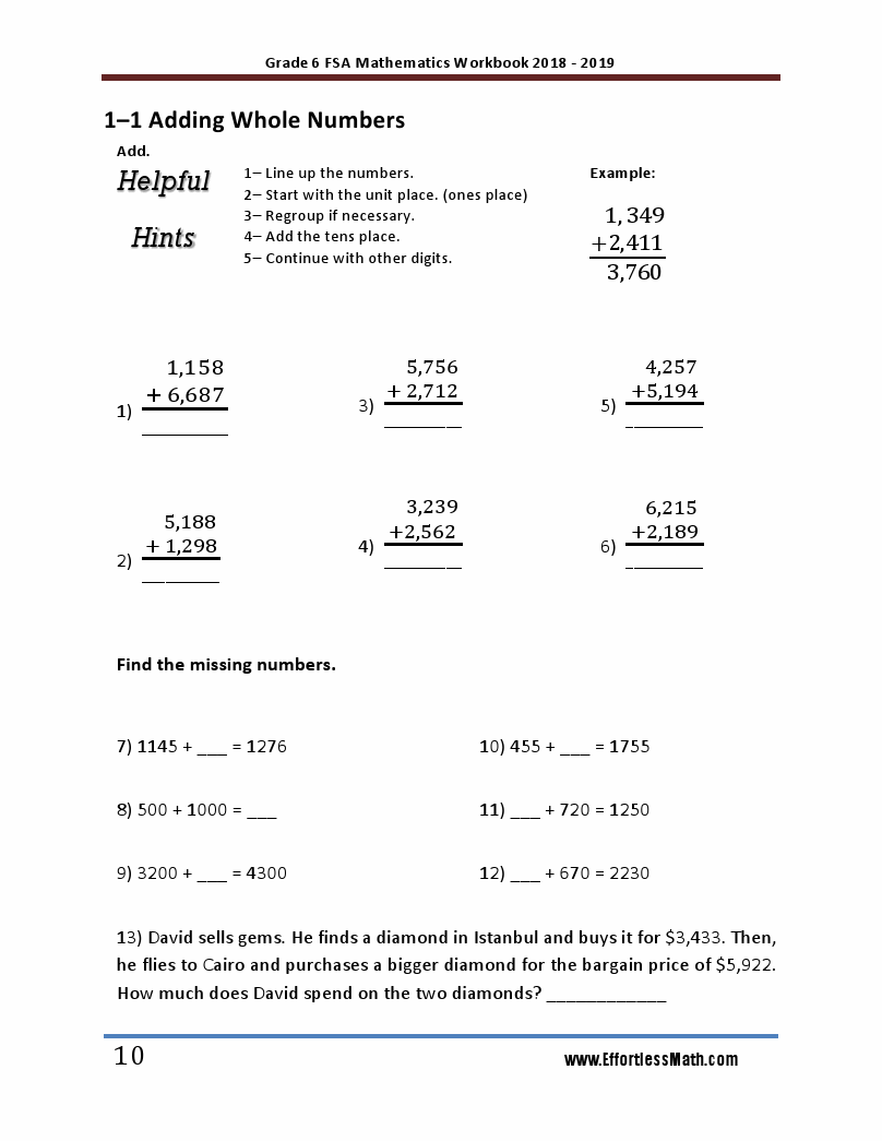 Grade 6 FSA Mathematics Workbook 2018 – 2019: A Comprehensive Review ...