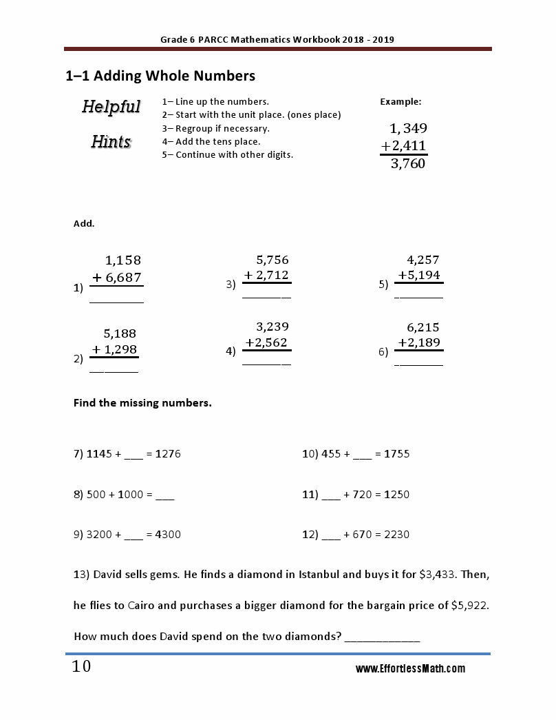 Grade 6 PARCC Mathematics Workbook 2018 – 2019: A Comprehensive Review ...