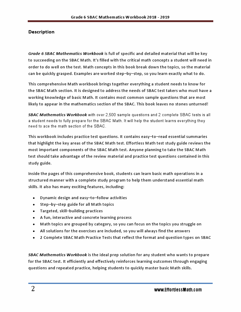 Grade 6 SBAC Mathematics Workbook 2018 – 2019: A Comprehensive Review ...
