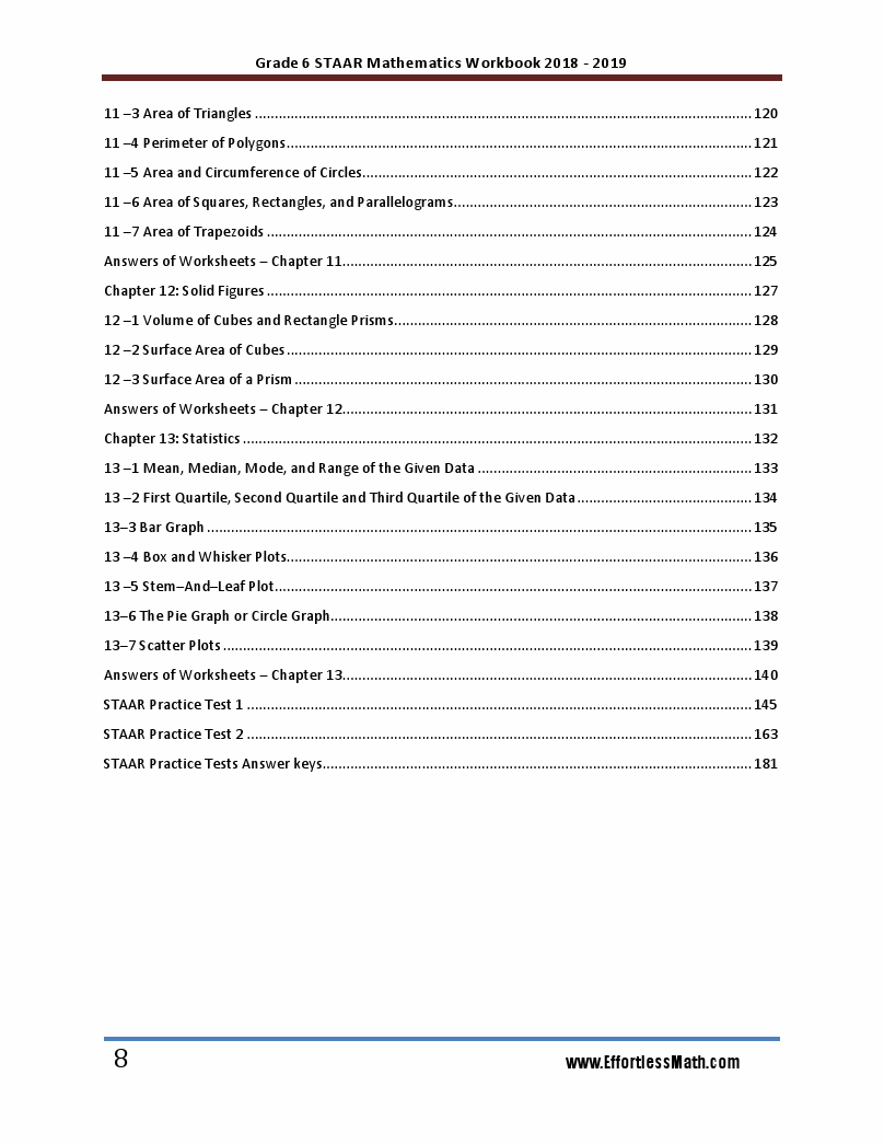 Grade 6 STAAR Mathematics Workbook 2018-2019: A Comprehensive Review ...