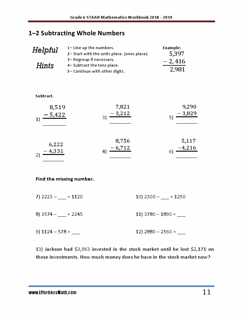 Grade 6 STAAR Mathematics Workbook 2018-2019: A Comprehensive Review ...