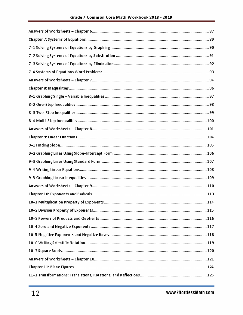 Grade 7 Common Core Mathematics Workbook 2018-2019: A Comprehensive ...