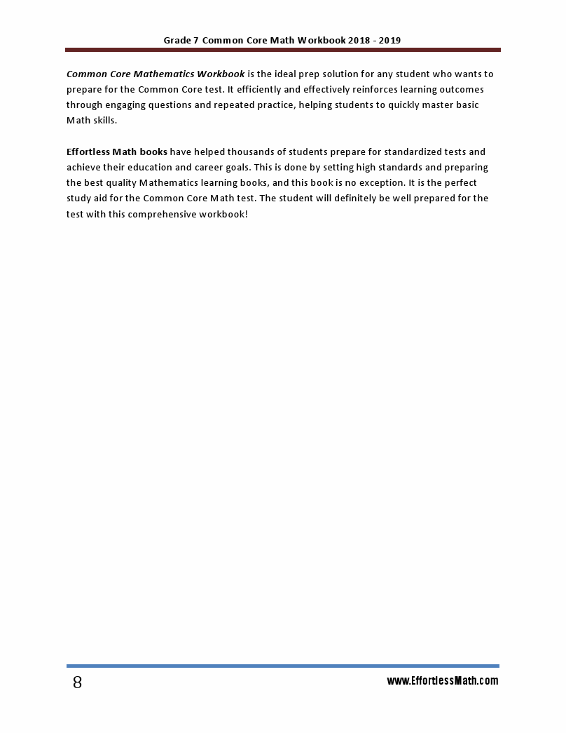 Grade 7 Common Core Mathematics Workbook 2018-2019: A Comprehensive ...