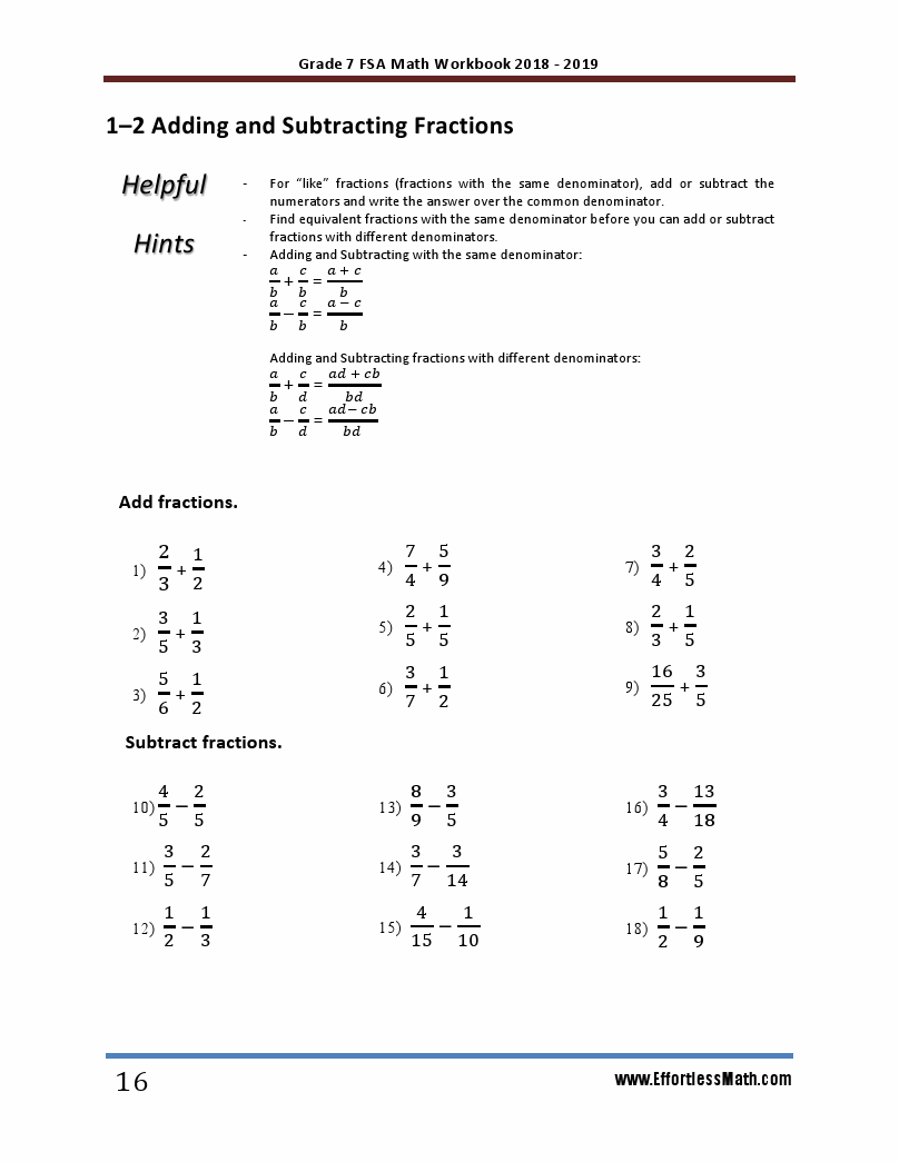 Grade 7 FSA Mathematics Workbook 2018 – 2019: A Comprehensive Review ...