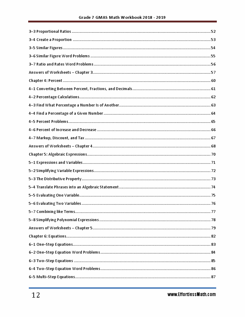 Grade 7 Georgia Milestones Mathematics Workbook 2018-2019: A ...