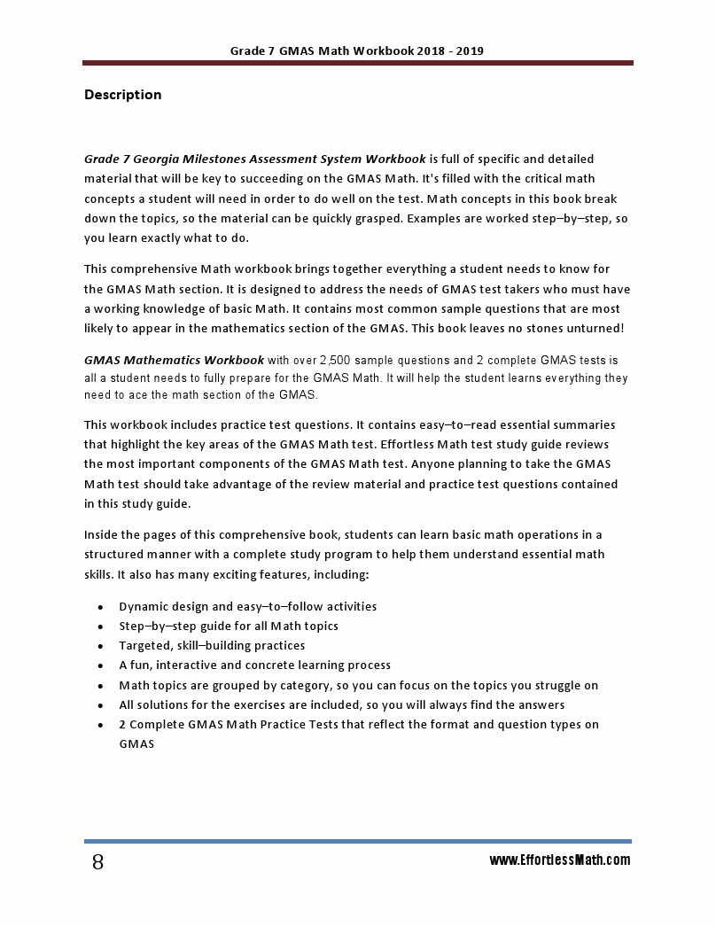 Grade 7 Georgia Milestones Mathematics Workbook 2018-2019: A ...