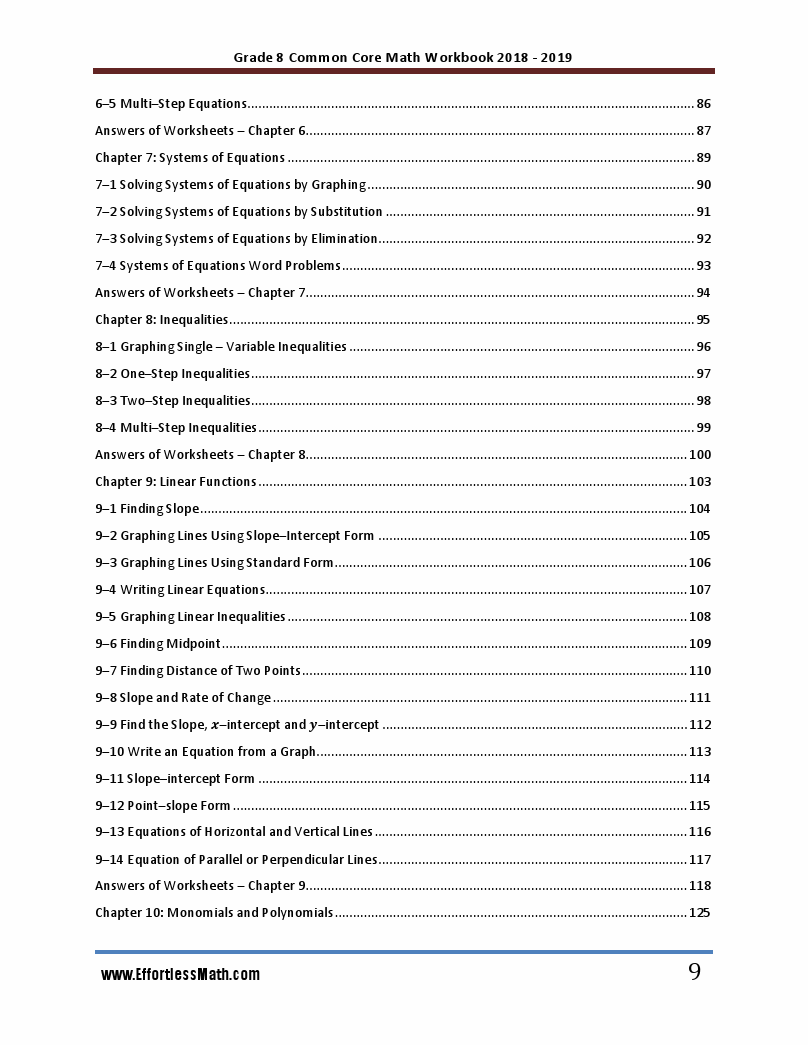 Grade 8 Common Core Mathematics Workbook 2018-2019: A Comprehensive ...
