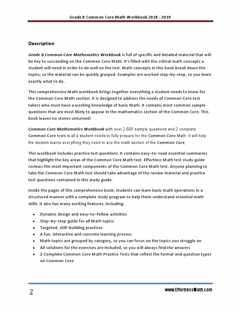 Grade 8 Common Core Mathematics Workbook 2018-2019: A Comprehensive ...
