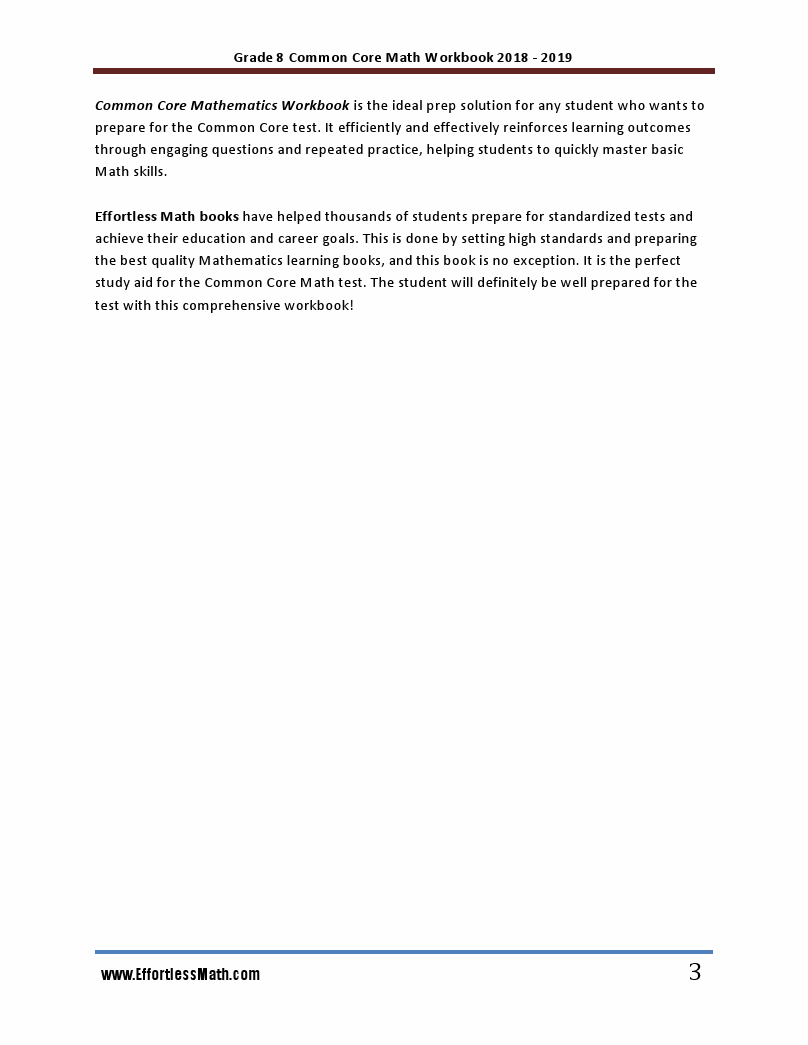 Grade 8 Common Core Mathematics Workbook 2018-2019: A Comprehensive ...