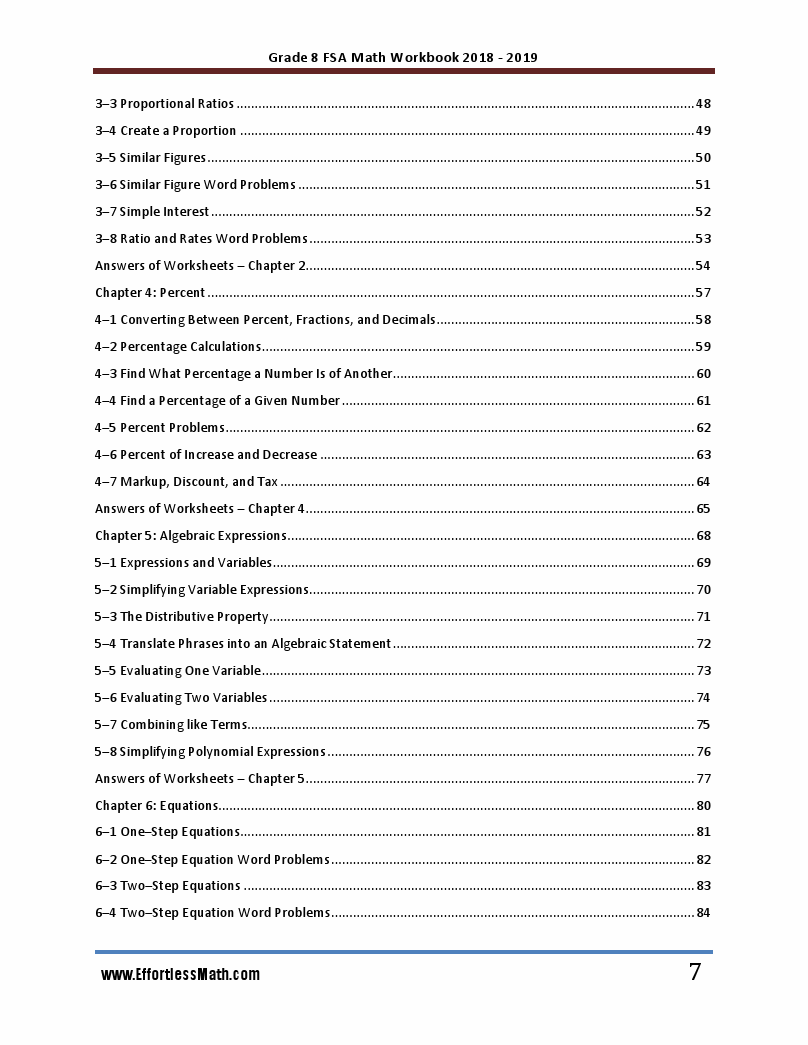 Grade 8 FSA Mathematics Workbook 2018-2019: A Comprehensive Review and ...