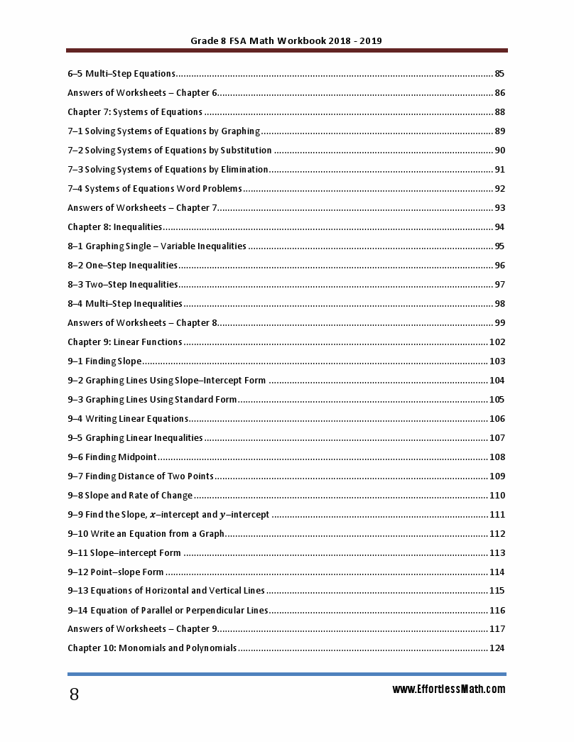 Grade 8 FSA Mathematics Workbook 2018-2019: A Comprehensive Review and ...